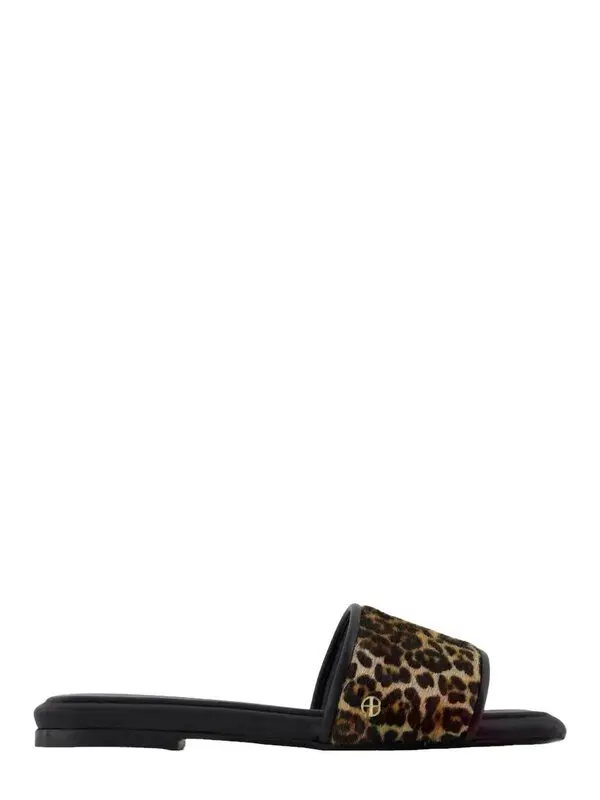 ANINE BING Leopard Print Open Toe Sandals - Neutrals