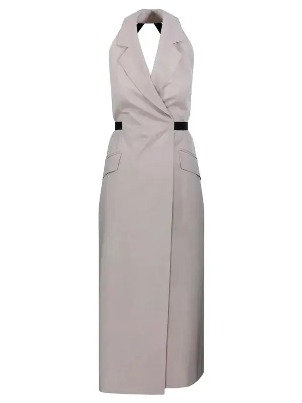 Max Mara Sleeveless Midi Wrap Dress - Neutrals