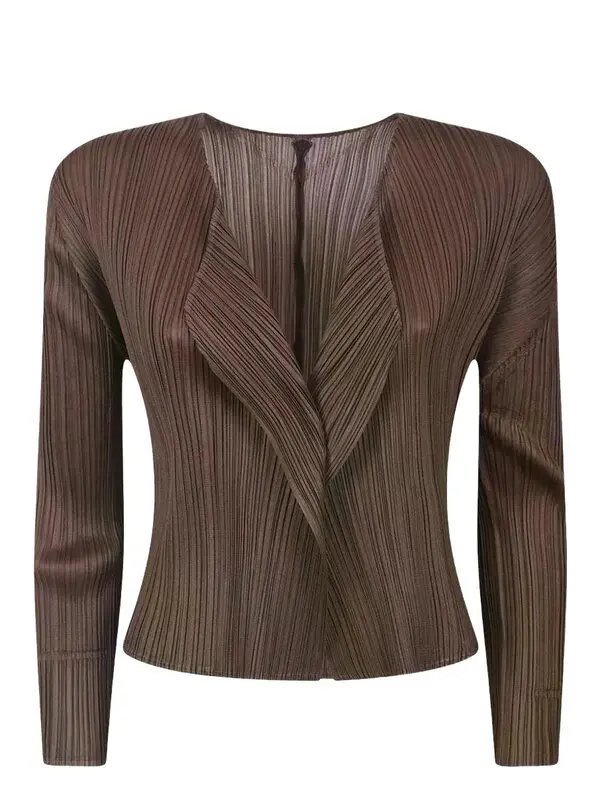 Issey Miyake Pleated Cropped Cardigan - Brown