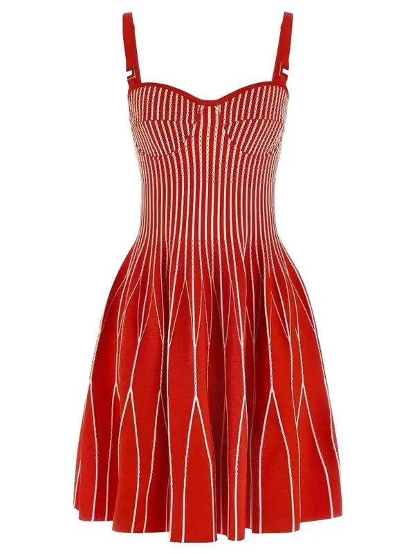 Elisabetta Franchi Two-tone Knitted Mini Dress - Red