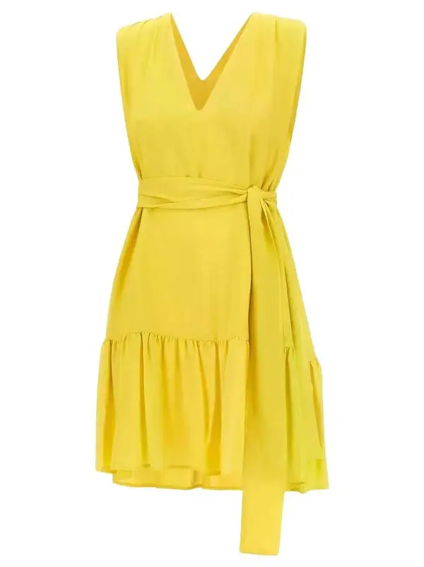 KAOS Ruffle V-neck Dress - Yellow