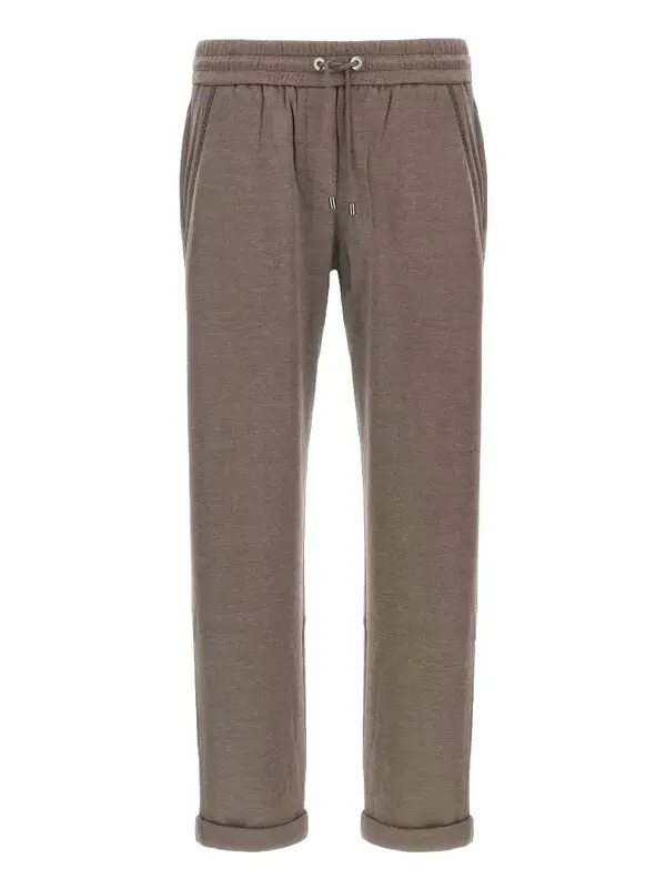 Brunello Cucinelli Elasticated Trousers With Monile Detailing - Brown