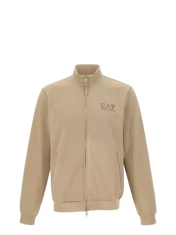 Emporio Armani Zipped Logo-detail Sweatshirt - Neutrals
