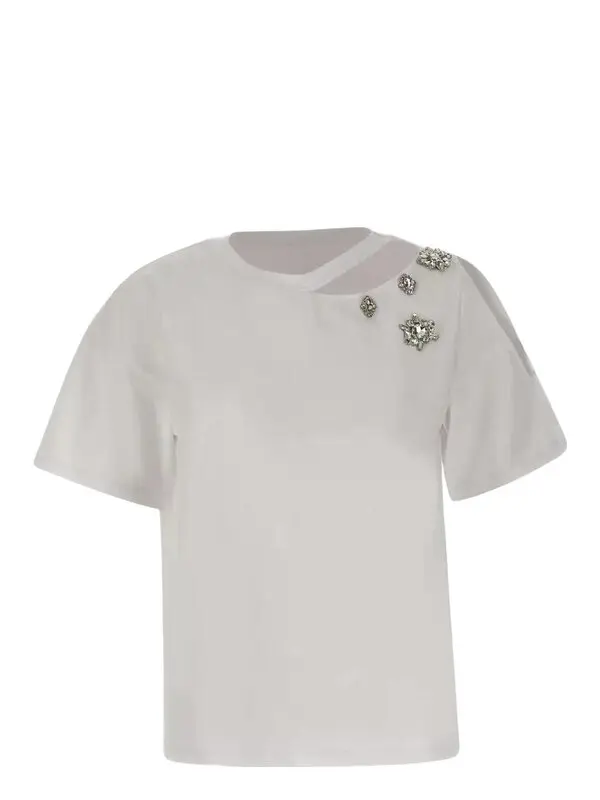 Liu Jo Cut-out Jewel-embellished T-shirt - White