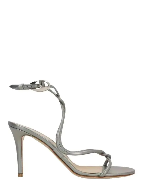 GIANVITO ROSSI Knotted-buckle Heeled Sandals - Silver