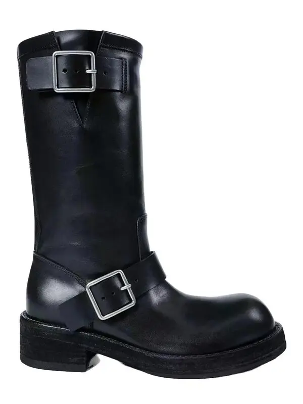 ANN DEMEULEMEESTER Sarith Engineer Buckle Biker Boots - Black