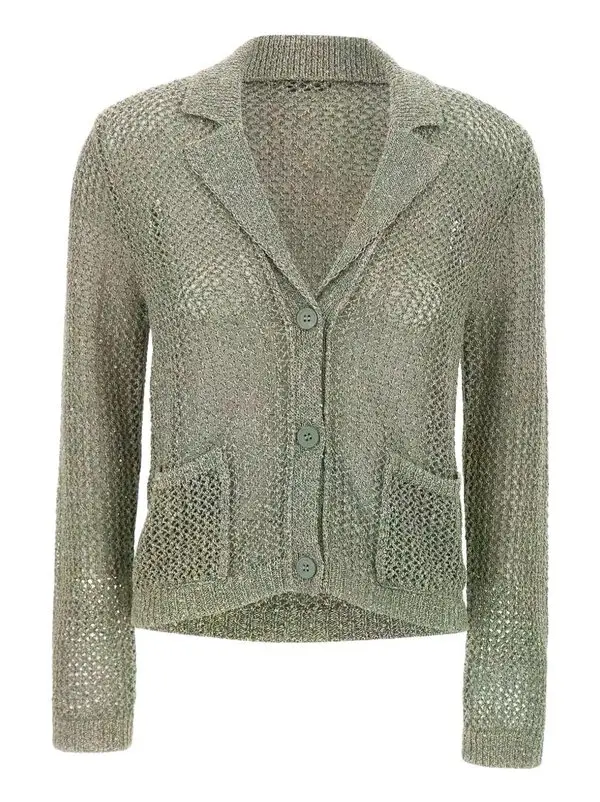 KANGRA Openwork Sequin Cardigan - Green
