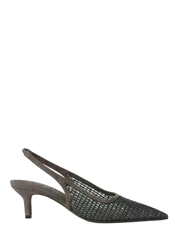Brunello Cucinelli Net Detail Slingback Pumps - Black