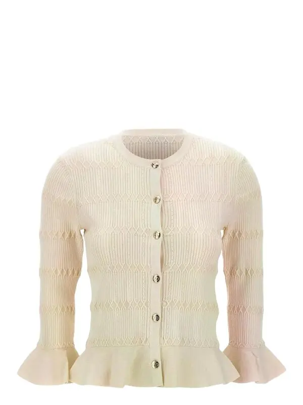 Liu Jo Buttoned Cardigan With Ruffled Cuffs - White