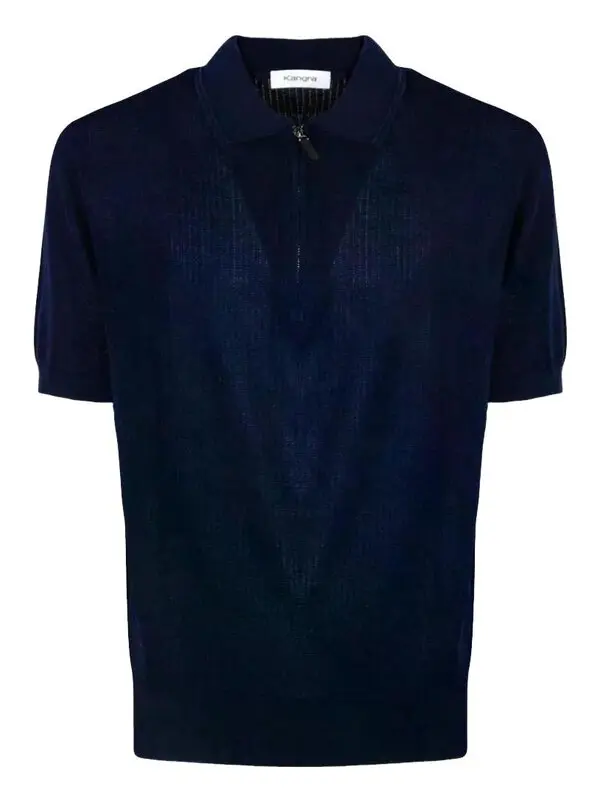 KANGRA Zip Knitted Polo Shirt - Blue