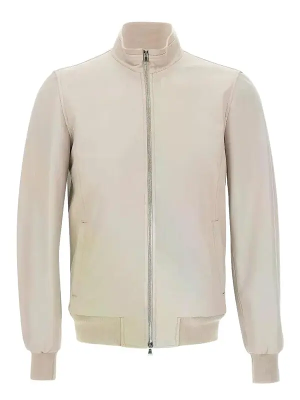 BARBA NAPOLI Ribbed Leather Jacket - Neutrals