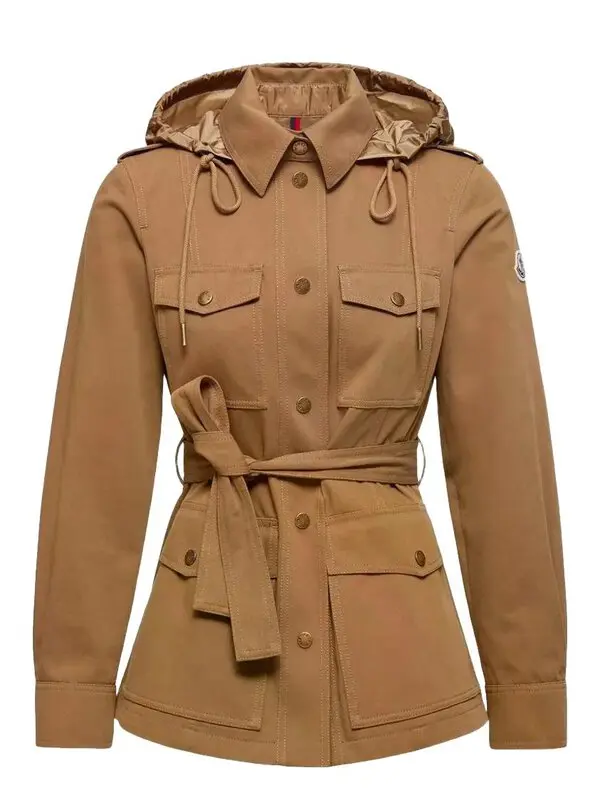 Moncler Belted Hooded Jacket - Brown
