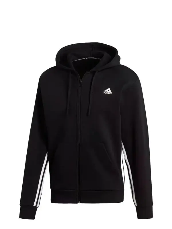 Adidas Three-stripe Zip-up Hoodie - Black