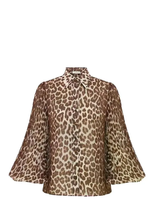 Zimmermann Leopard-print Collared Shirt - Brown