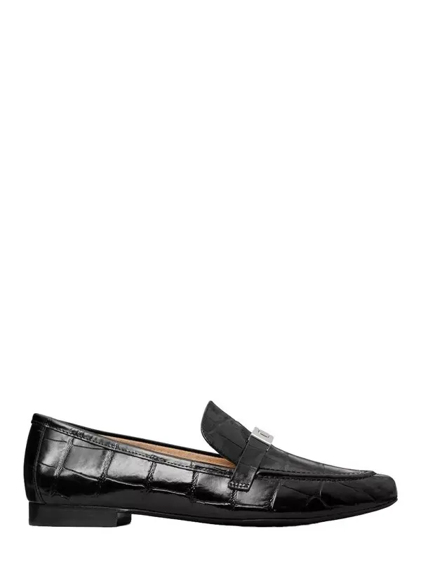 Tory Burch Croc-effect Leather Loafers - Black