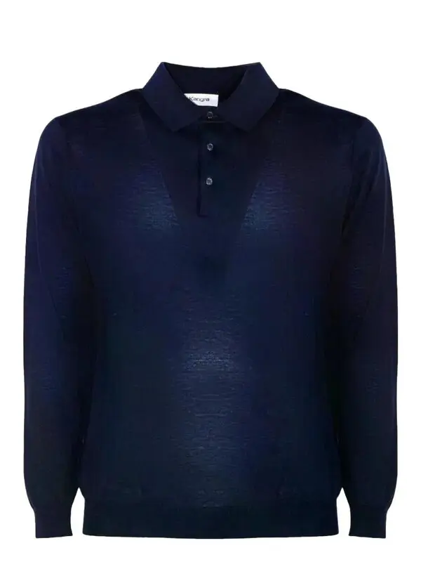 KANGRA Long-sleeve Polo Shirt - Blue
