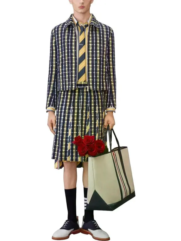 Thom Browne Striped Pleated Skirt - Blue