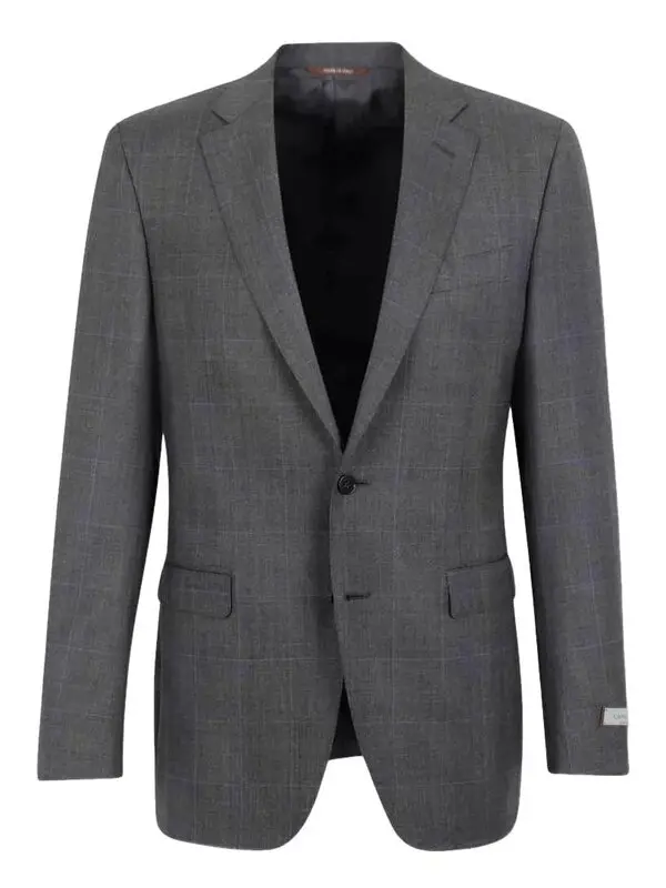 Canali Check Button Suit - Grey