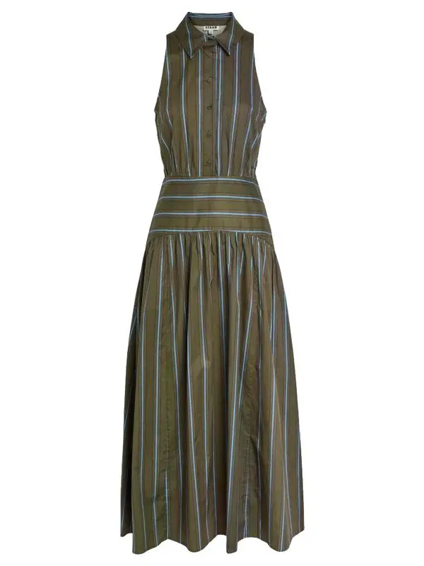 Staud Romy Striped Midi Dress - Green