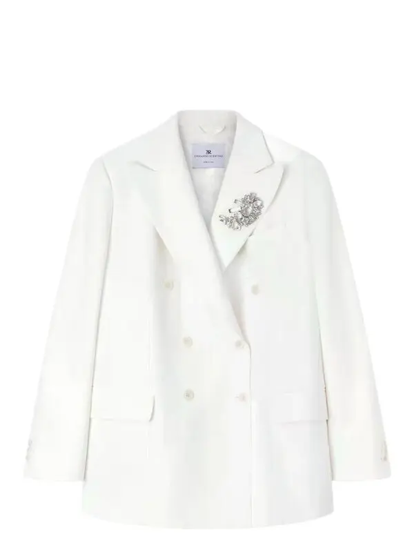 Ermanno Scervino Embellished Double-breasted Blazer - White