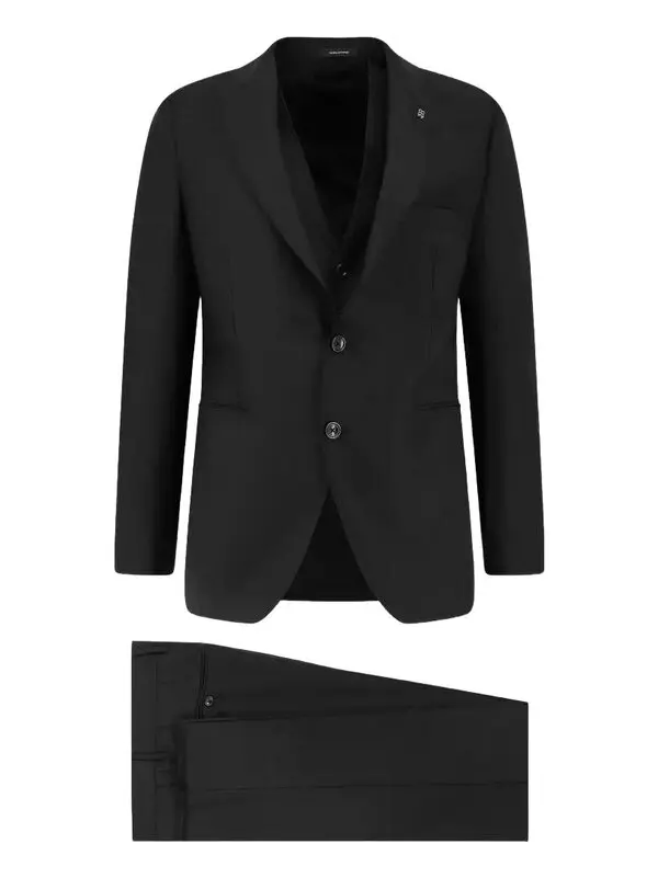 Tagliatore Peak Lapel Two-button Suit - Black