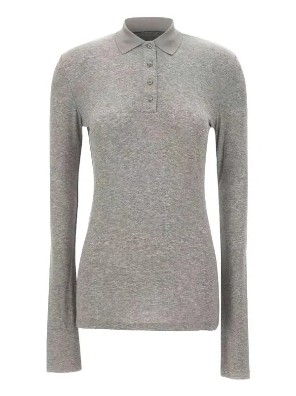 ENTIRE STUDIOS Ribbed Long-sleeve Polo - Grey