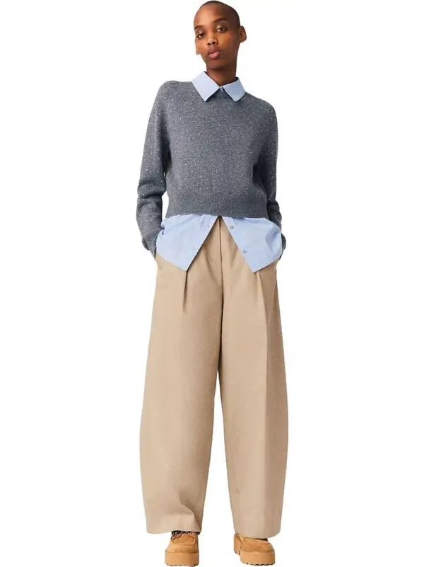 Maje Cotton Balloon Trousers - Mastic Beige