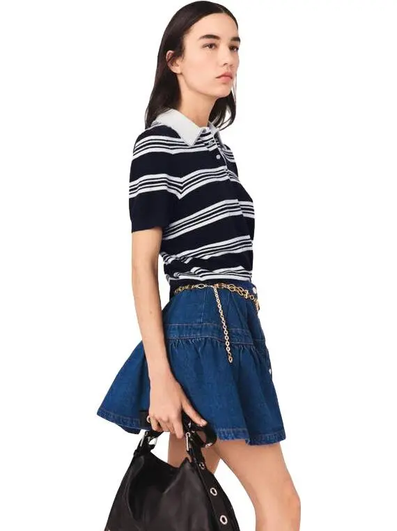 Maje Short Denim Skirt - Blue