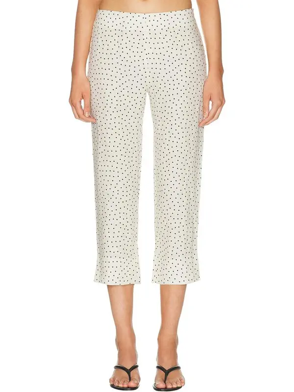 AEXAE Linen Capri Pants - Micro Polka Dot