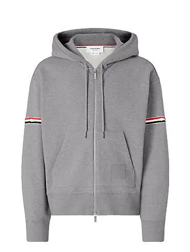 THOM BROWNE X ASICS Signature Stripe Cotton-jersey Hoody - Lt Grey
