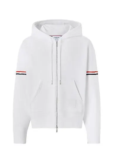 THOM BROWNE X ASICS Signature Stripe Cotton-jersey Hoody - White