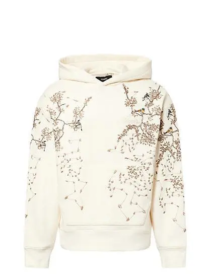 Amiri Cotton Hoody With Sparrow Embroidery - White