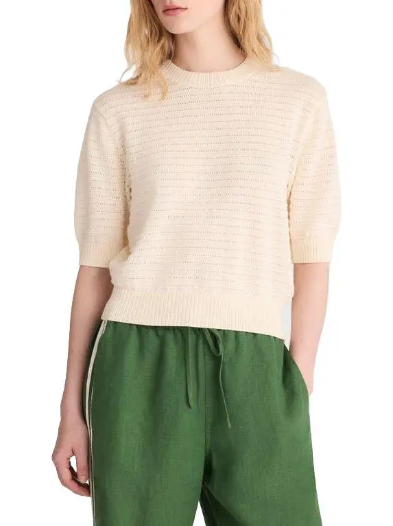 Madewell Textural Stitch Cotton Sweater - Vintage Ivory