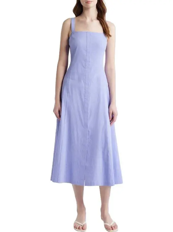 Theory Square Neck Midi Dress - Lavender Glow