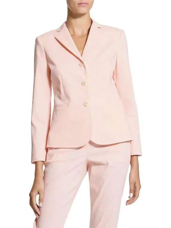 Theory Shrunken Linen Blend Jacket - Warm Pink