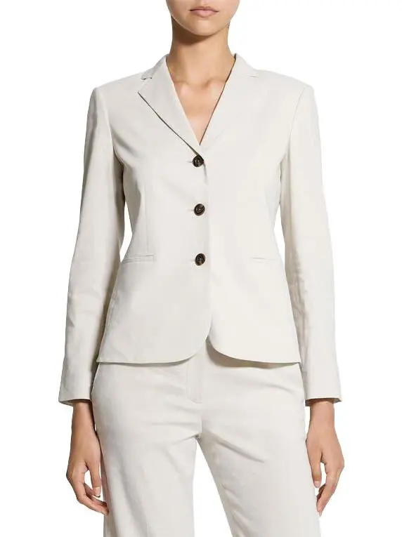 Theory Shrunken Linen Blend Jacket - White Clay