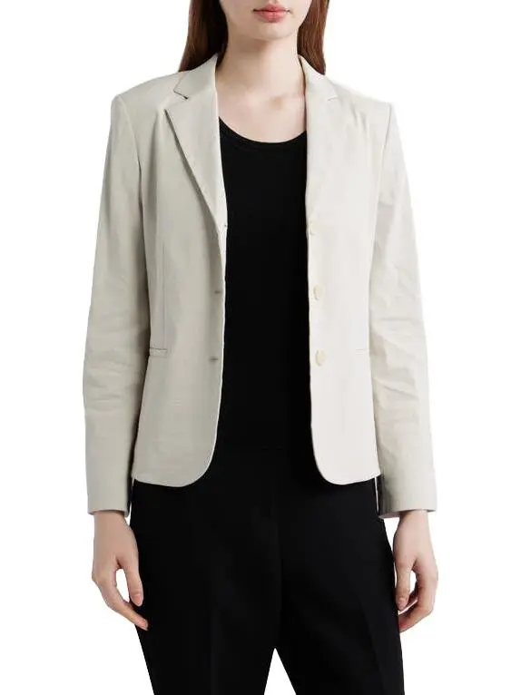 Theory Shrunken Linen Blend Jacket - White Clay