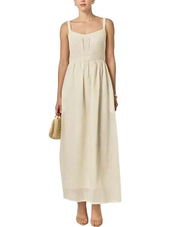English Factory Mixed Media Open Back Dress - Cream