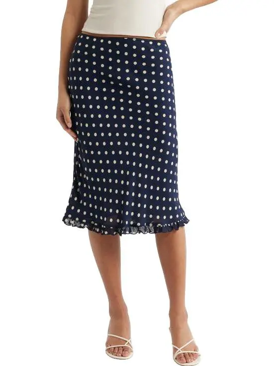 REFORMATION Layla Polka Dot Midi Skirt - Orion Dot