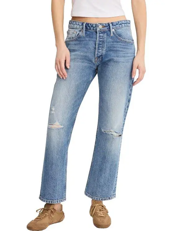 Good American Ripped Ankle Straight Leg Jeans - Indigo1221