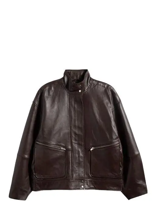 REFORMATION Veda Harrison Leather Jacket - Cocoa