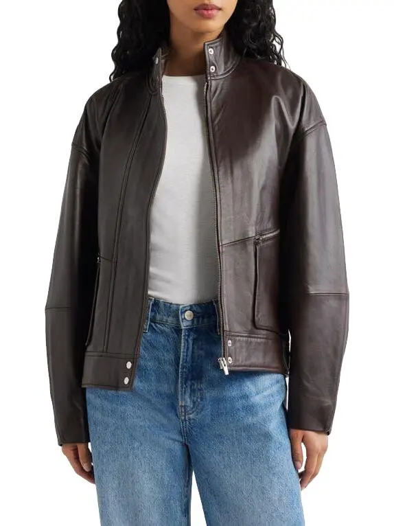 REFORMATION Veda Harrison Leather Jacket - Cocoa