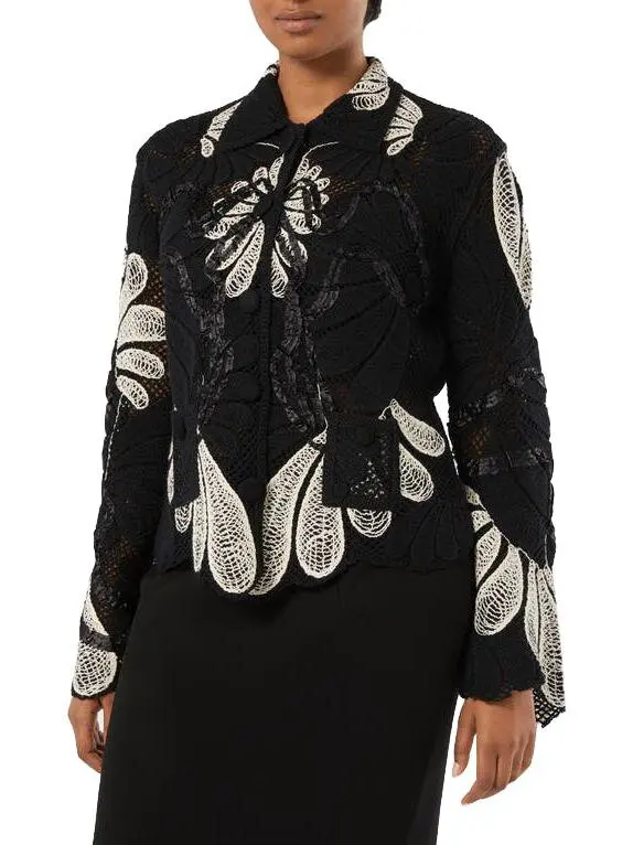 Marina Rinaldi Lappole Crochet Cardigan - Ivory
