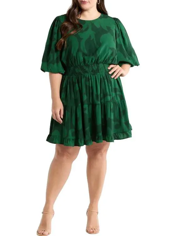 SUGARLIPS Benti Printed Dress - Emerald
