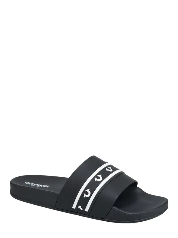 True Religion Logo Pool Slide - Black