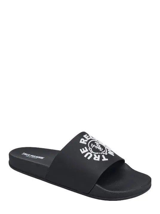 True Religion Tyler Buddha Logo Pool Slide - Black