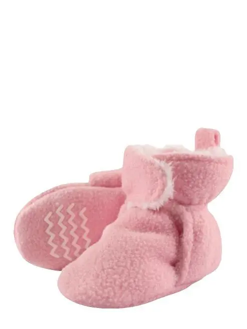 HUDSON BABY Fleece And Faux Shearling Booties - Light Pink