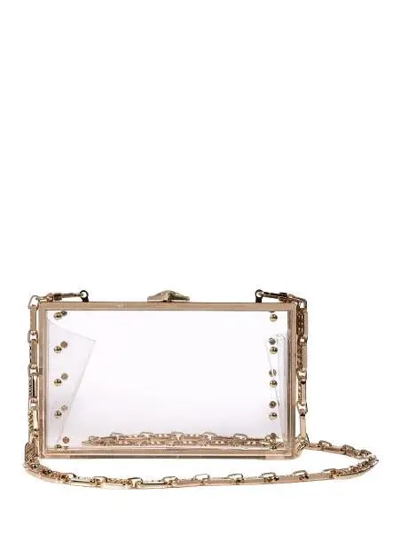 DESERI Halo Crossbody Clutch With Fox Head Clasp - Gold