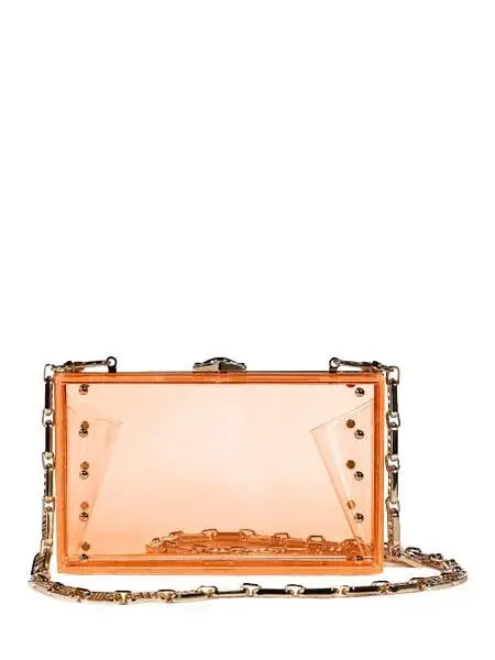 DESERI Halo Crossbody Clutch With Fox Head Clasp - Orange