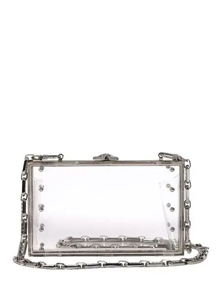 DESERI Halo Crossbody Clutch With Fox Head Clasp - Silver